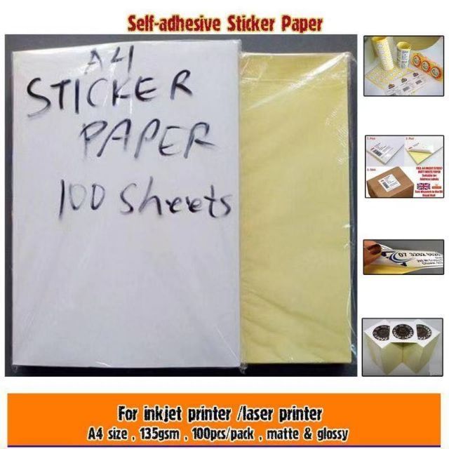 (100pcs)A4 Paper sticker matte and glossy for inkjet / laser printer ...