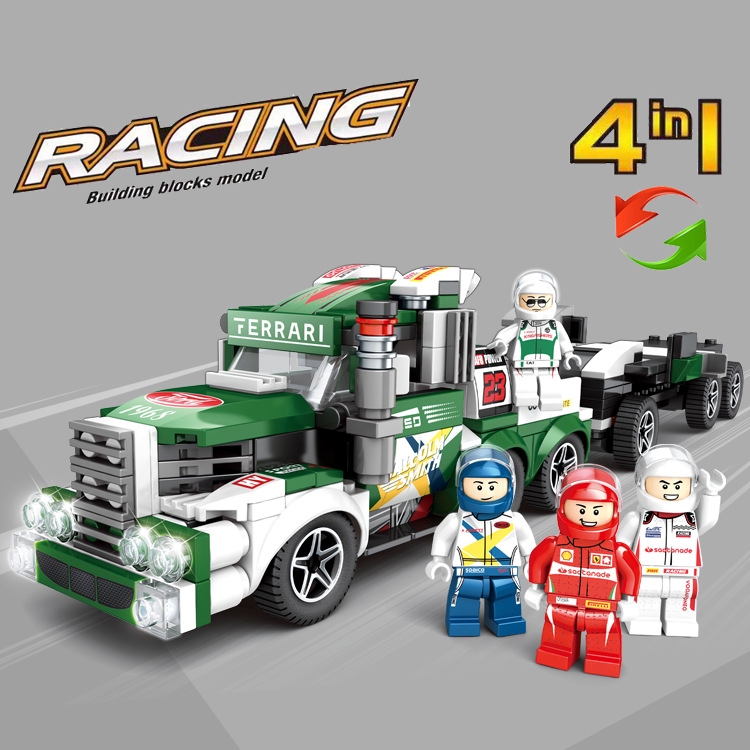 4 IN 1 Racing Car Blocks Toys Compatible with LEGO Bricks DIY Assembled ...