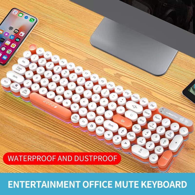 (WIRED+BLUETOOTH+WIRELESS USB) LANGTU membrane slient keyboard ...