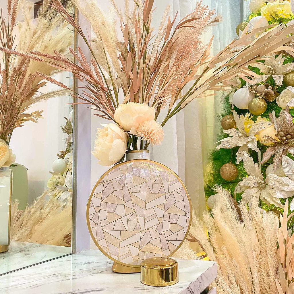 GEOMETRIC MODERN GOLD INLAY CERAMIC VASE WITH COVER | Shopee Philippines