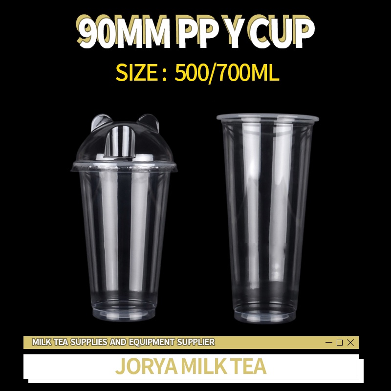 100pcs 90MM Milk Tea Cup PP Cup Y Cup Slim Cup For Milk Tea Juice With ...