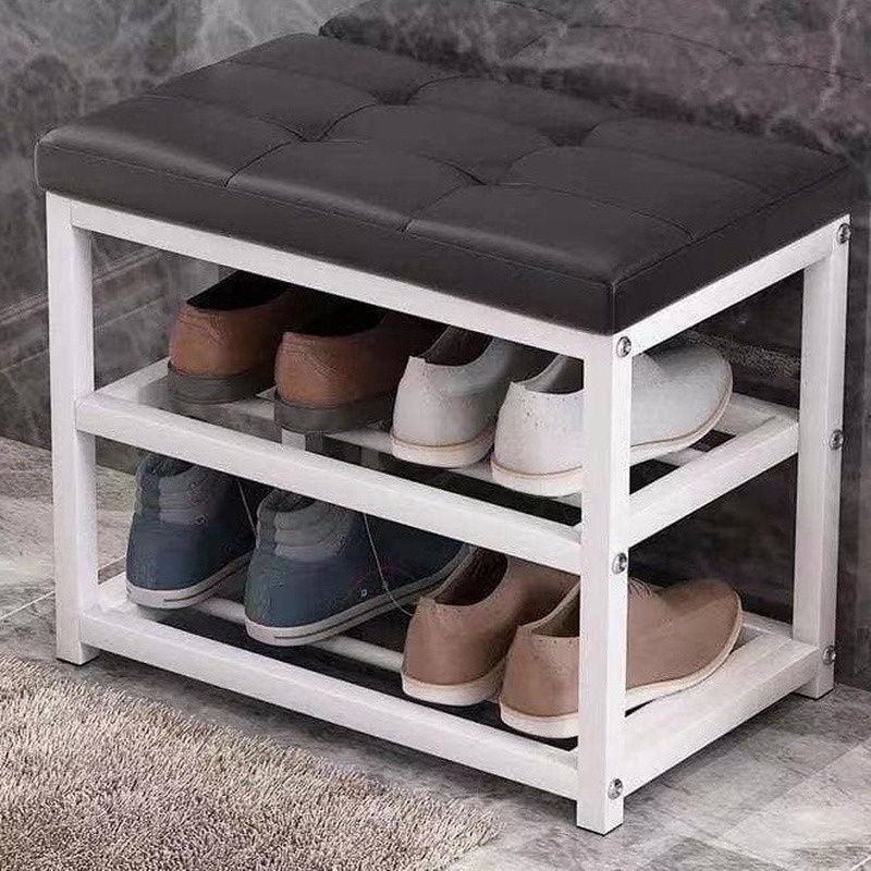 【Fast Delivery】Shoe Bench Double Layer Shoe Rack Shoe Stool Frame Sofa ...