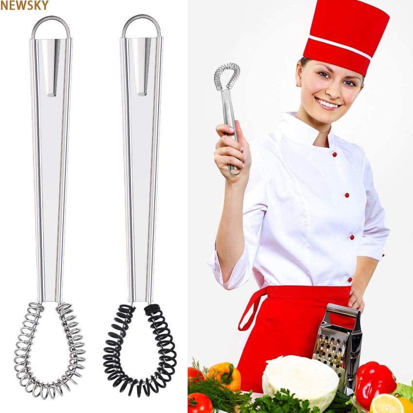 Egg Beater Stainless Steel Mini Spring Coil Whisk Silicone Hand Held ...