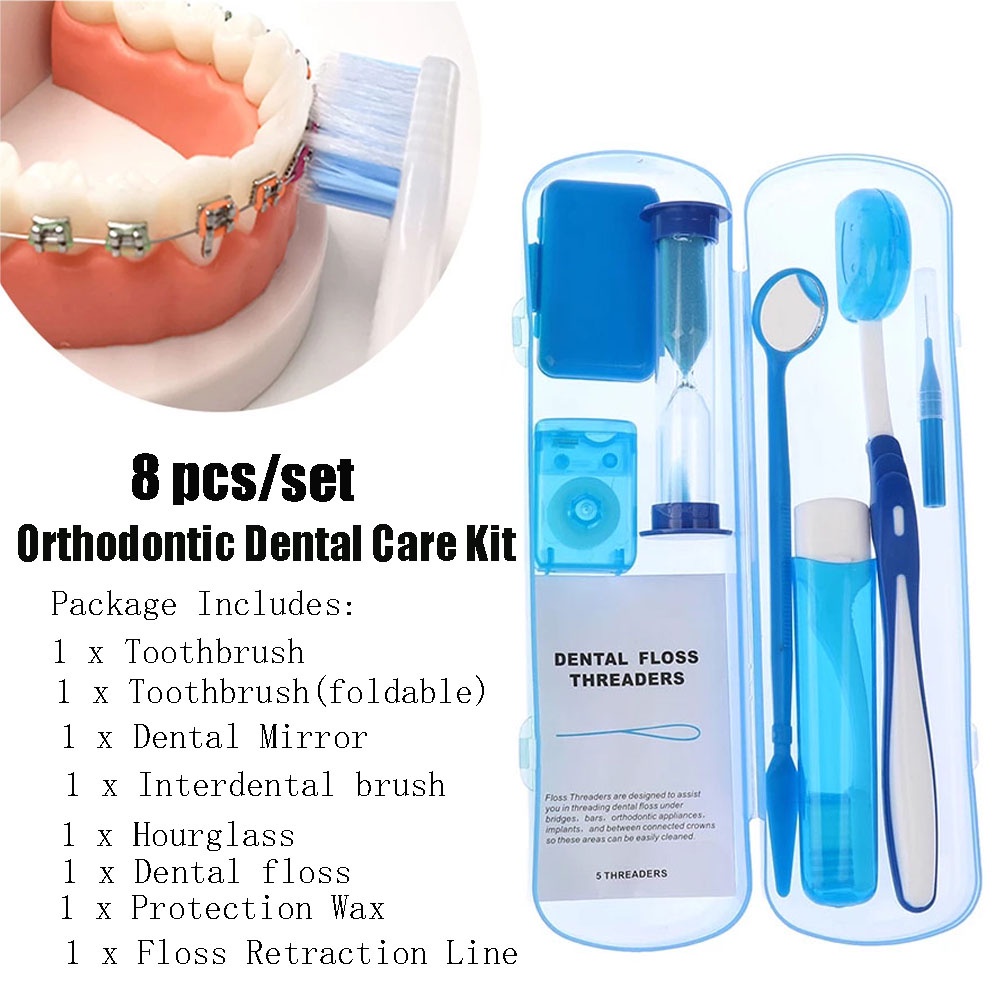 8pcs Set Travel Oral Care Kit Oral Care Orthodontic Toothbrush Care Kit ...