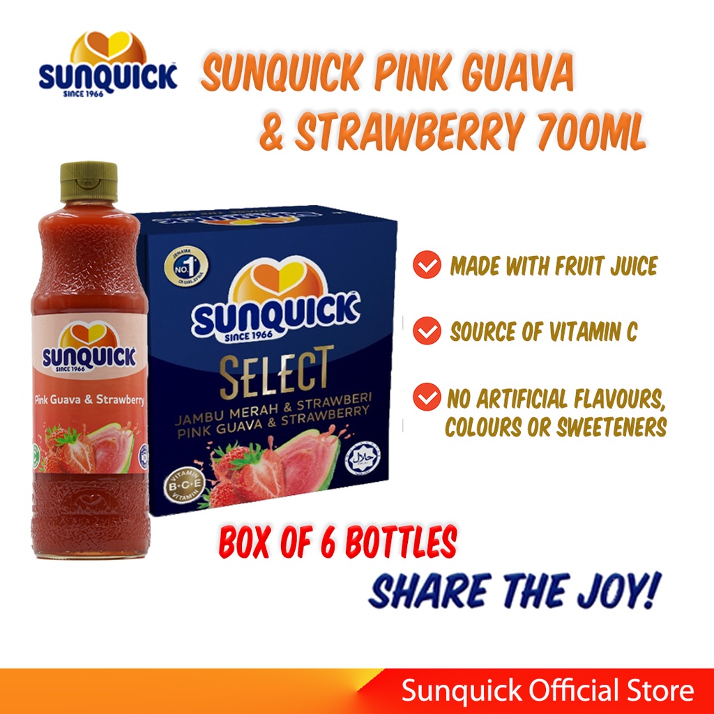 Sunquick Pink Guava & Strawberry Juice Concentrate 700ml (Box of 6 Bottles) | Shopee Philippines