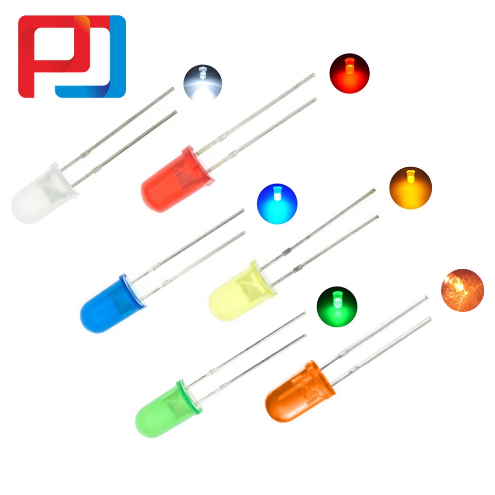 500PCS 5mm LED Diode Light Diffused Assorted Orange Green Blue White ...