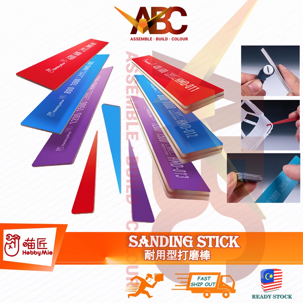 (HobbyMio) Sanding Stick - 2 Sided Pointed Tip Sandpaper Grind Sponge ...