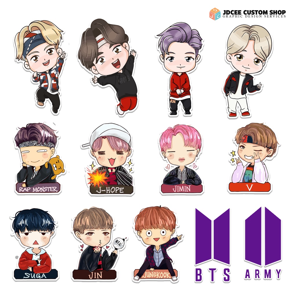 Cute BTS Chibi Character Vinyl Car Motor Bike Laptop Luggage Sticker ...