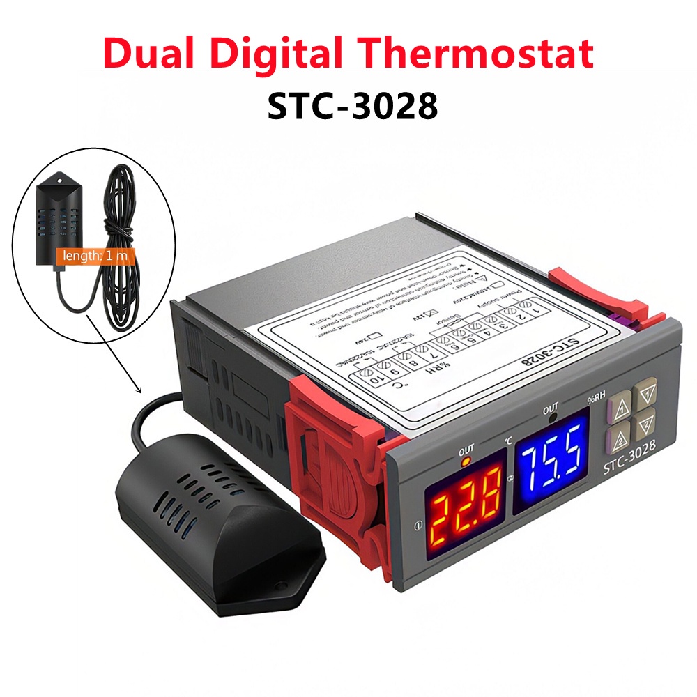 Dual Digital Thermostat Temperature Humidity Control STC 3028 Thermometer Hygrometer Incubator ...