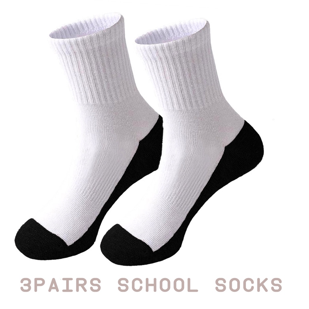 School White Socks for Kids Boy and Girl 5-16 years old 3 pairs ...