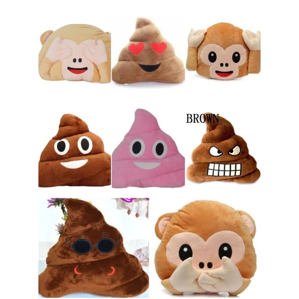 Creative Cute Emoji Poop Shits & expression monkey Plush Toy Pillow ...