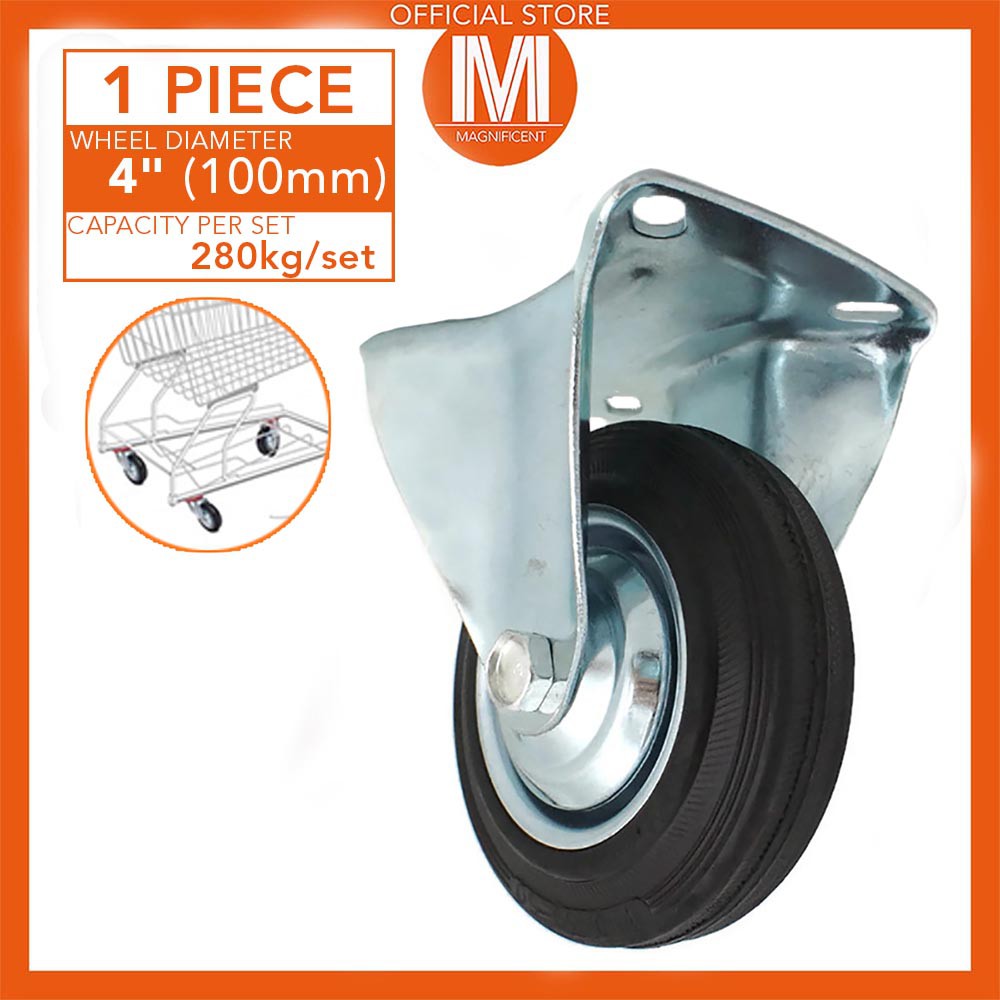 Fixed Rigid Type With Hood Black Rubber Wheel Casters Office Wheel ...