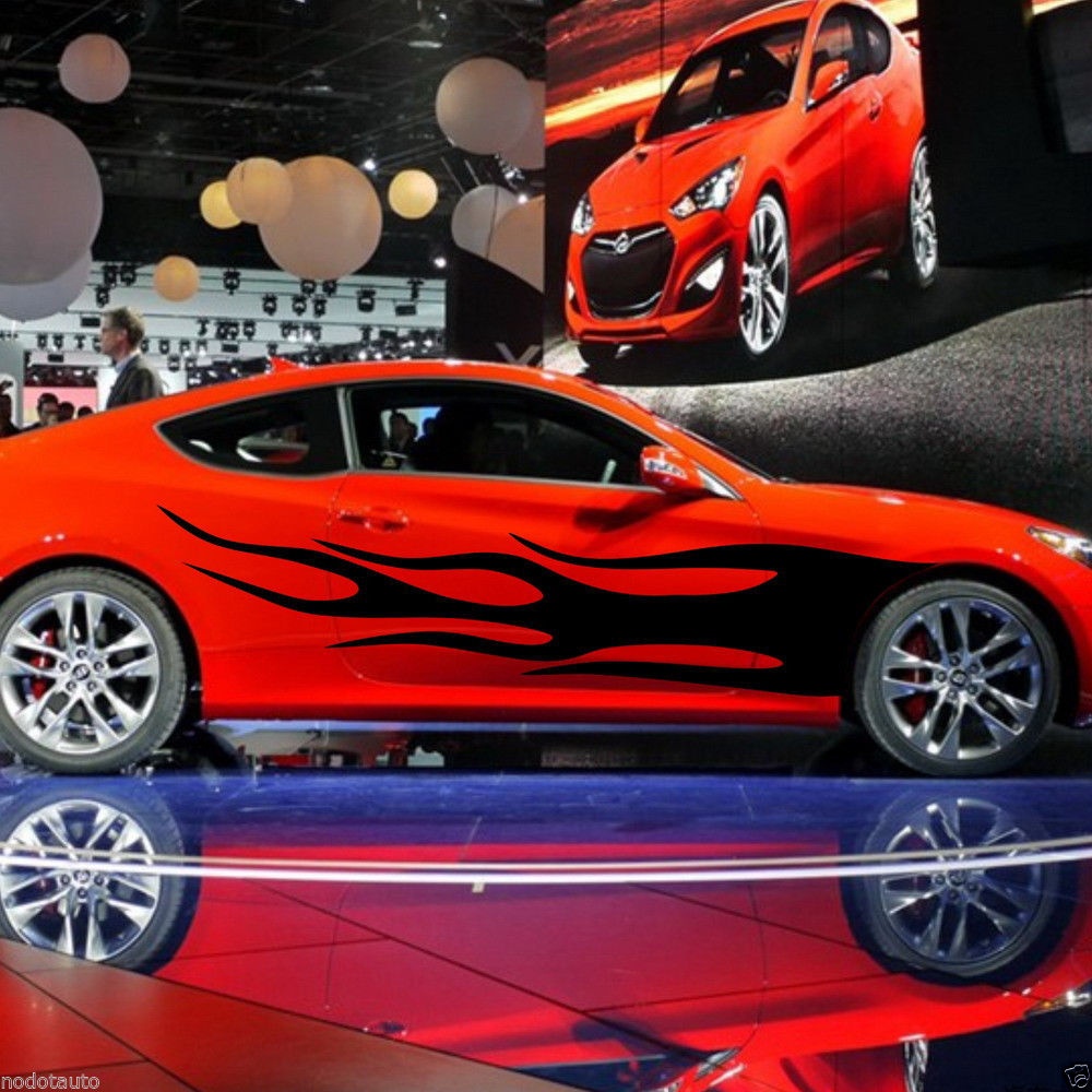 1Set Car Flames Fire Blaze Door Decal for COUPE Vinyl Graphics Side ...