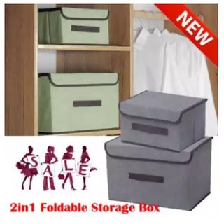 (ASSORTED COLOR) New 2in1 Plain Color Foldable Storage Box Organizer ...