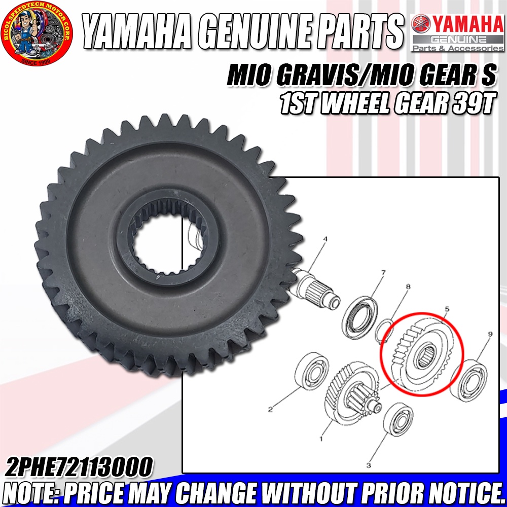 MIO GRAVIS/MIO GEAR S 1ST WHEEL GEAR 39T (YGP) (Genuine: 2PH-E7211-40 ...