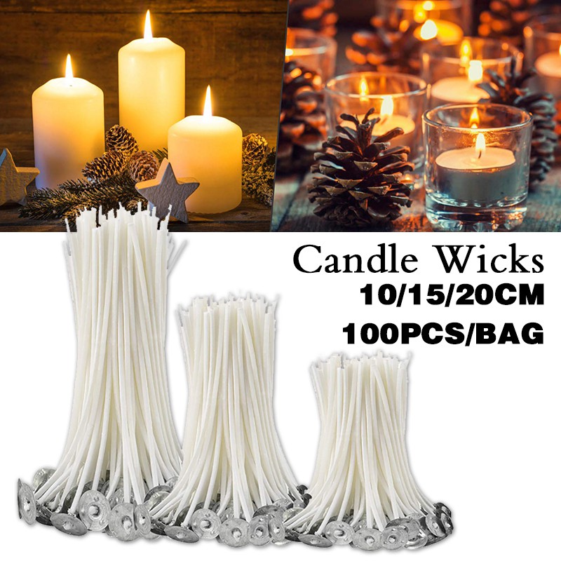 100pcs/set Pure Cotton Core Candle Wicks Smokeless Pre-waxed Wicks DIY ...