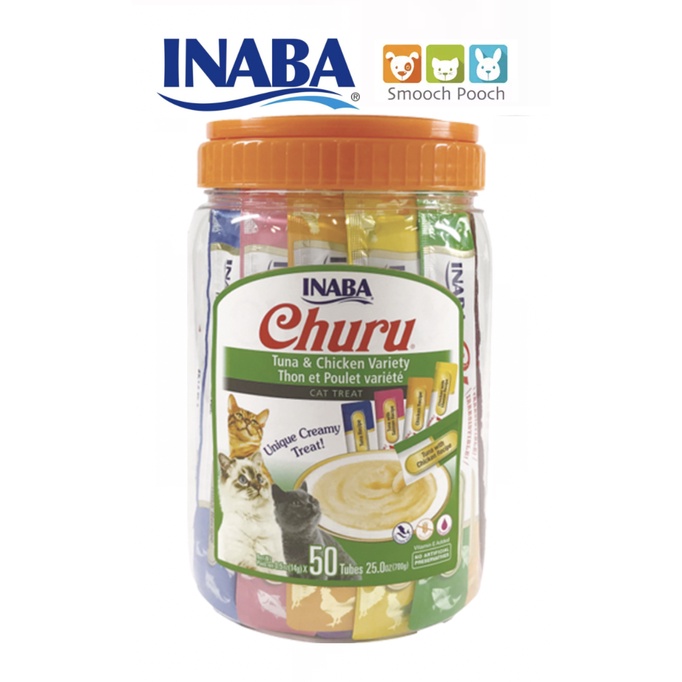Inaba Ciao Churu Cat Treats TUNA & CHICKEN VARITIES 14g (50 Tubes in ...
