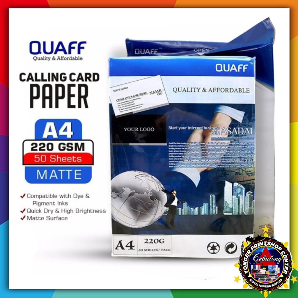 QUAFF CALLING CARD PAPER 220GSM /300GSM WHITE GLITTER 250GSM 50 SHEETS ...