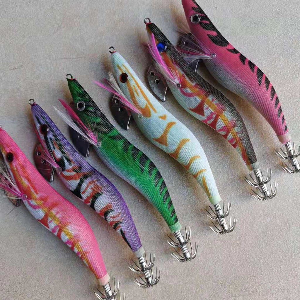 3.5# Fishing Lure Hard Bait Fake Shrimp Wood Bait Fishing Wobbler Squid ...