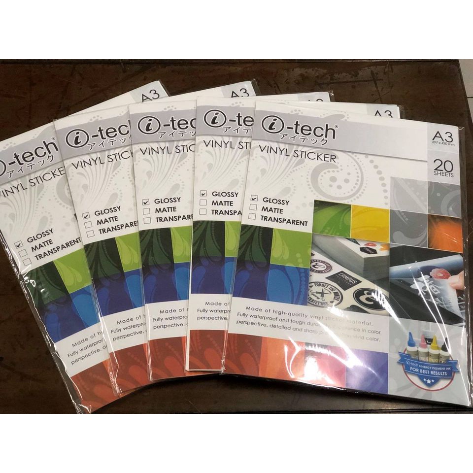 i-tech A3 Itech Vinyl sticker Printable Waterproof Vinyl Sticker 20's Matte / Glossy ...