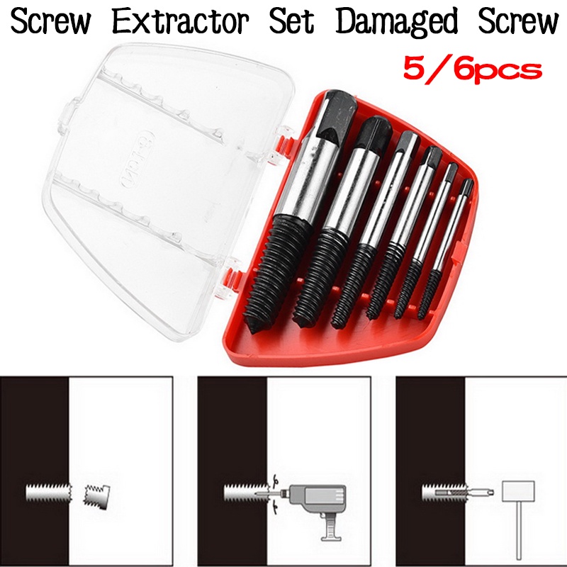 5/6Pcs/Set Screw Extractor Set Damaged Screw Removal Tools With Storage ...