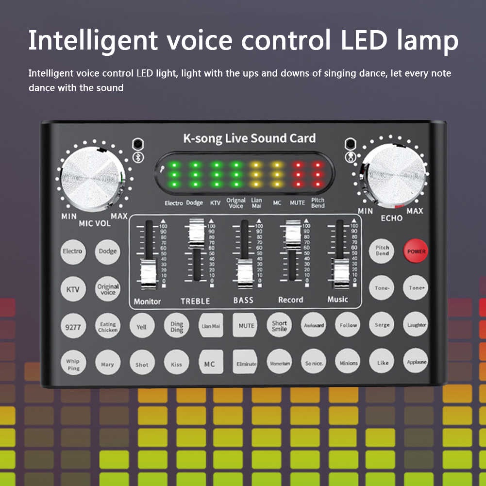 F9 Sound Card Audio Interface External USB Live Broadcast Microphone ...