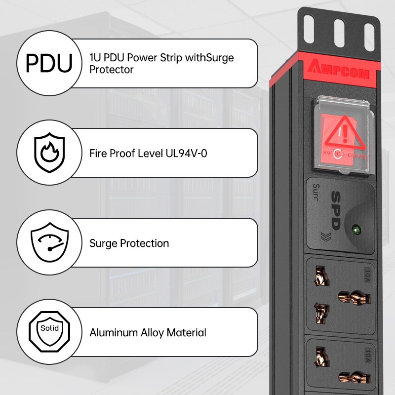 Ampcom 19 Inches Universal Pdu 6 Outlets With Surge Protection Spd ...