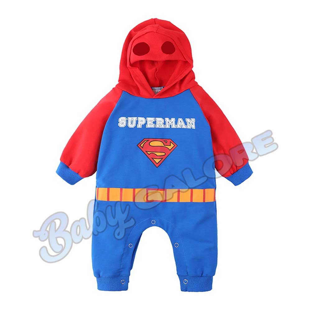 Superhero Costume Hooded Overall or Romper Spiderman Batman Captain ...