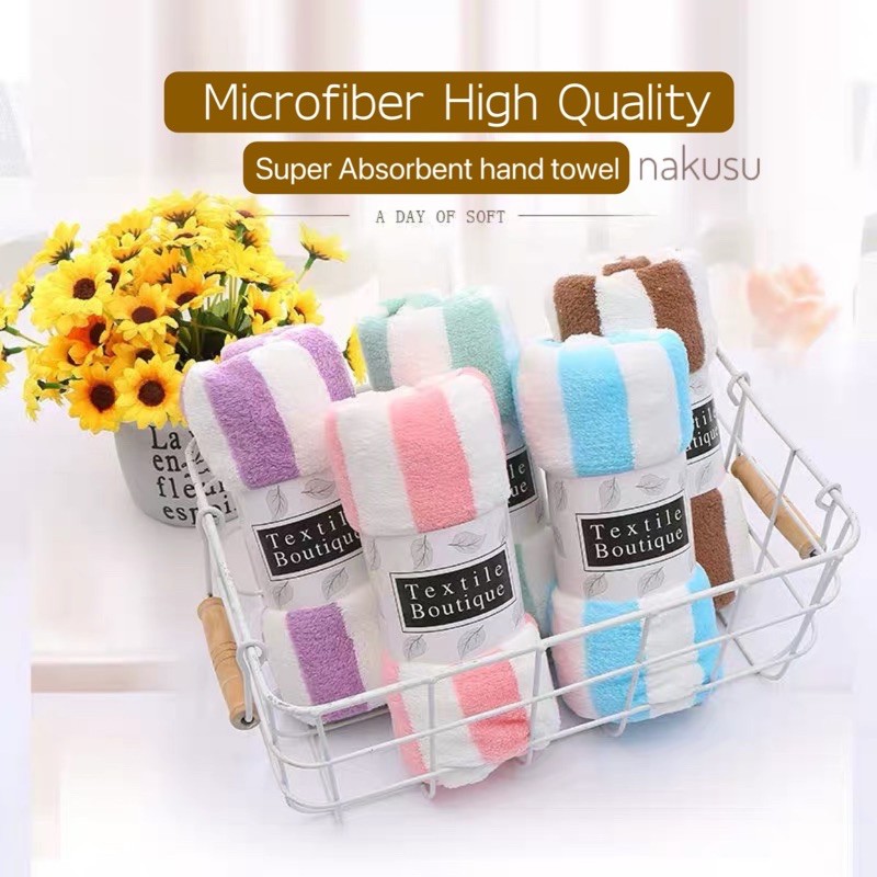 Nakusu 1Piece Microfiber Stripe High Quality Big Towel Super Absorbent Hand Towel Gift Set 75 x ...