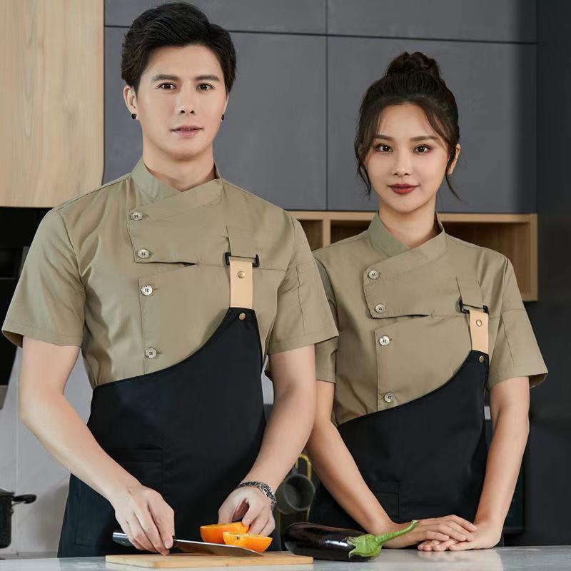 Chef Uniform Jacket and Apron Unisex Kitchen Cook Restaurant Hotel Cafe ...