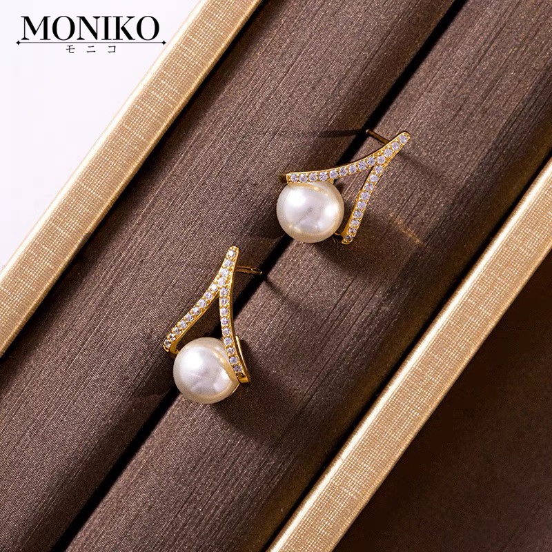 MONIKO Original Design Pearl Earrings jewelry 14K Saudi Gold Plated ...