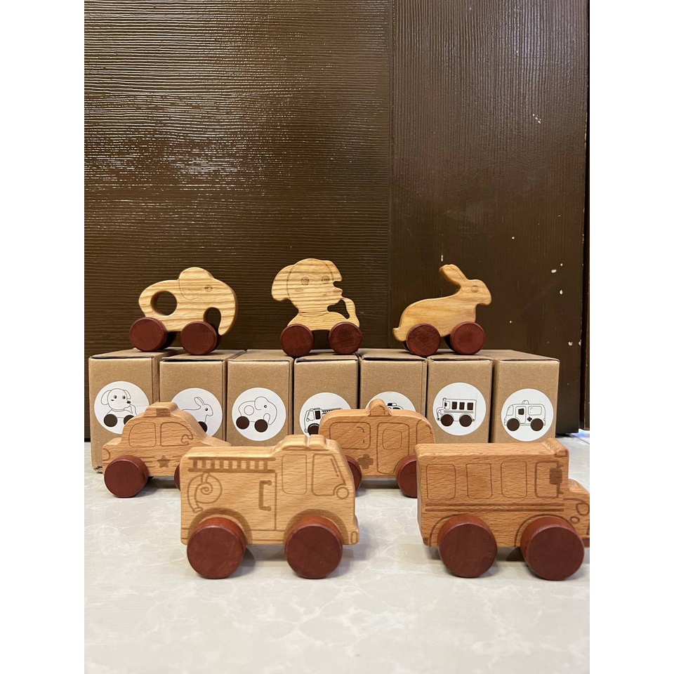 Wooden Push Pull Car & Animals | Shopee Philippines