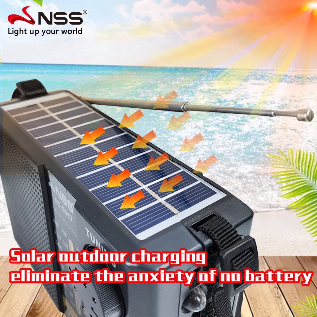 NSS Solar Radio Bluetooth Radio with 3 BAND FM/AM/SW USB/TF PLAYER NS ...