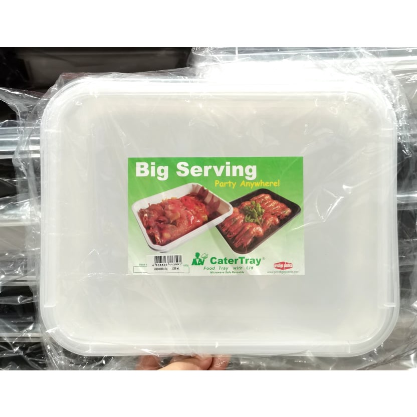 Cater Tray Plastic Food Tray with Lid 3300 ML - Set of 2 | Microwave ...