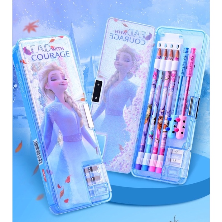 DOUBLE SIDED OPENING big MAGNETIC PENCIL CASE BOX quicksand pencil case ...