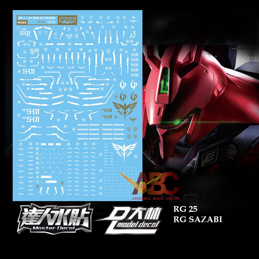 [Dalin] Waterslide Decal - RG25 RG 1/144 Sazabi MSN-04 Model Kit Water ...