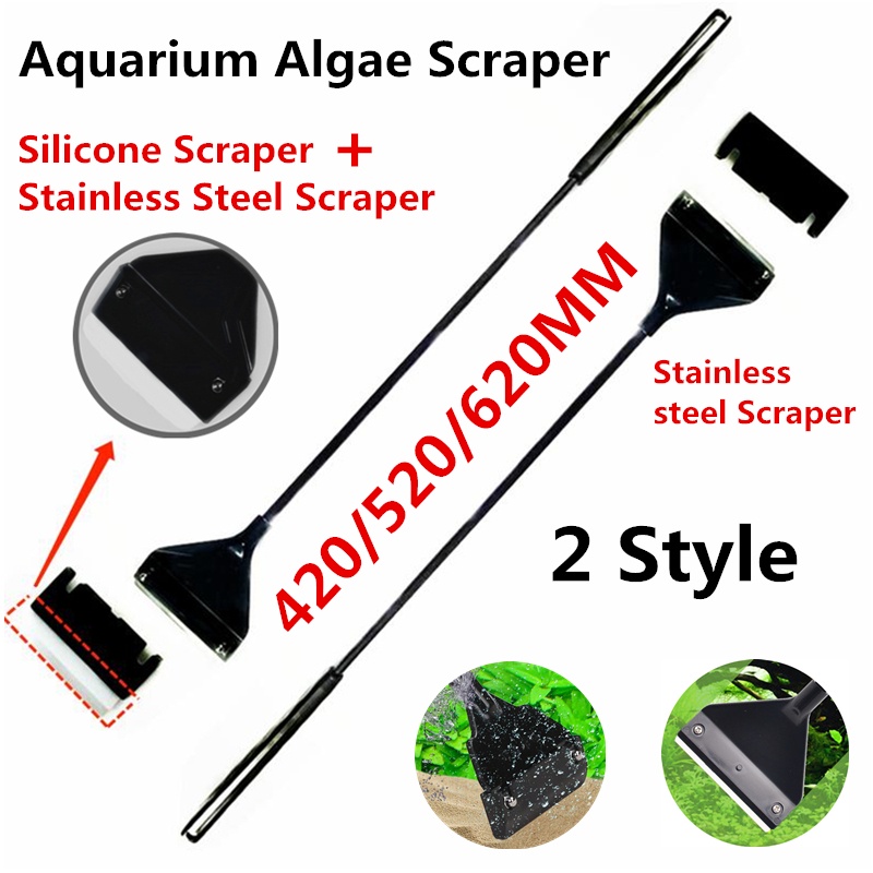 New Aquarium Cleaner Algae Scraper Stainless Steel Silicone Blade Water ...