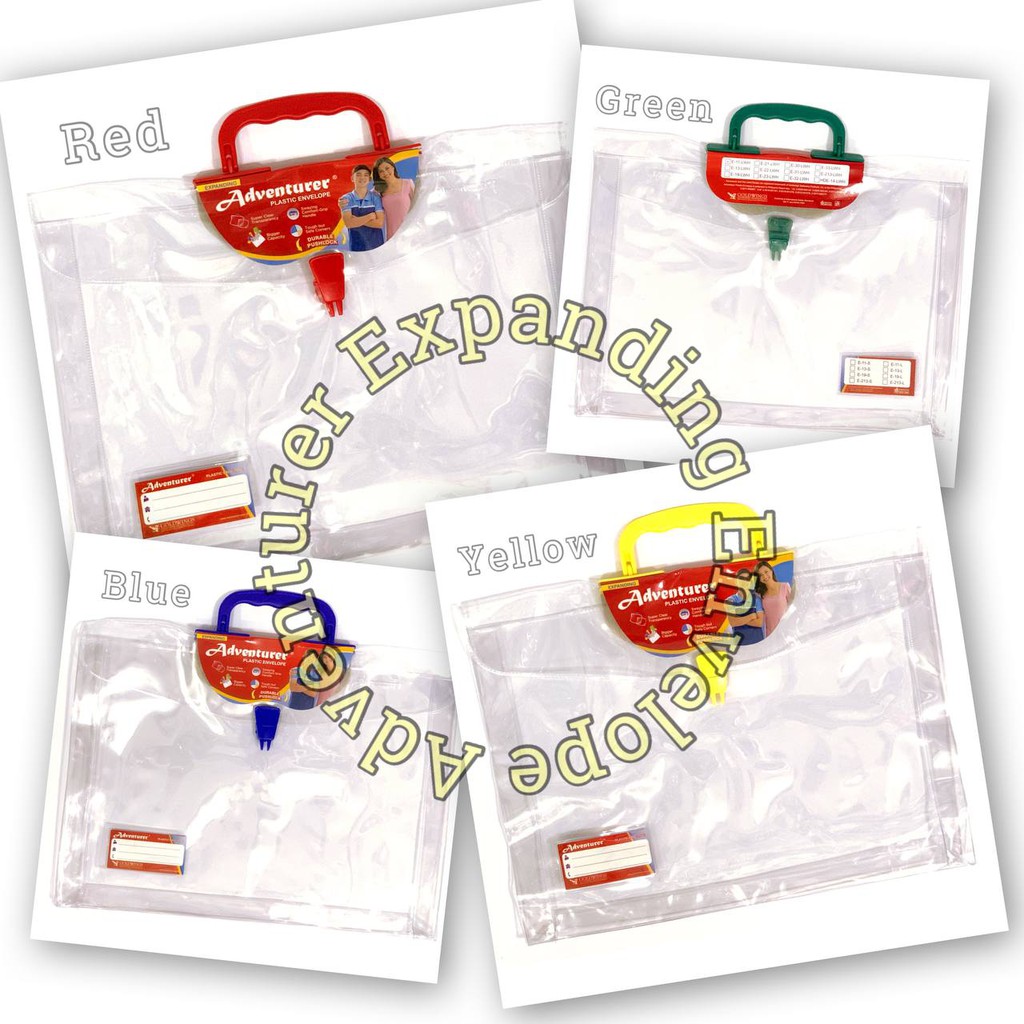 Adventurer Expanding plastic Envelope transparent with handle Push lock ...