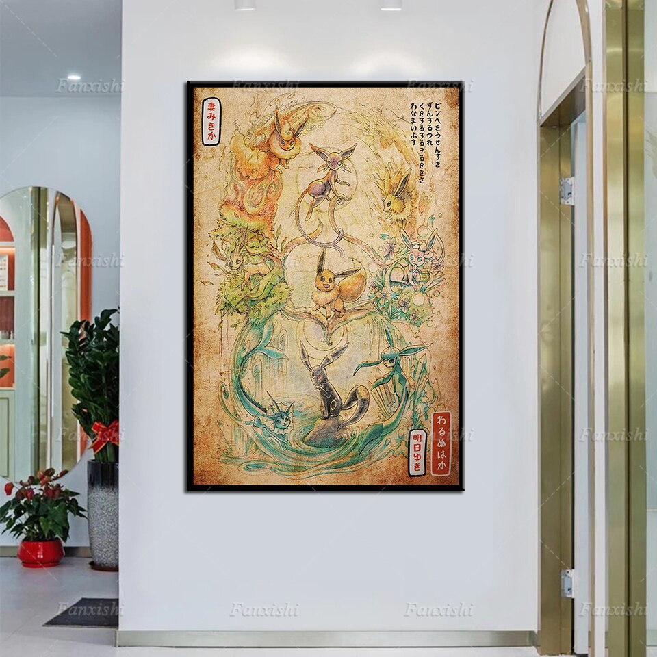 Eevee Evolution Pokemon Returns Rusty Art Prints Japanese Vintage ...