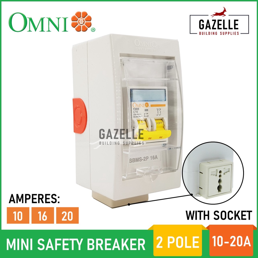 Omni Mini Safety Breaker with Universal Socket Universal Outlet Panel ...
