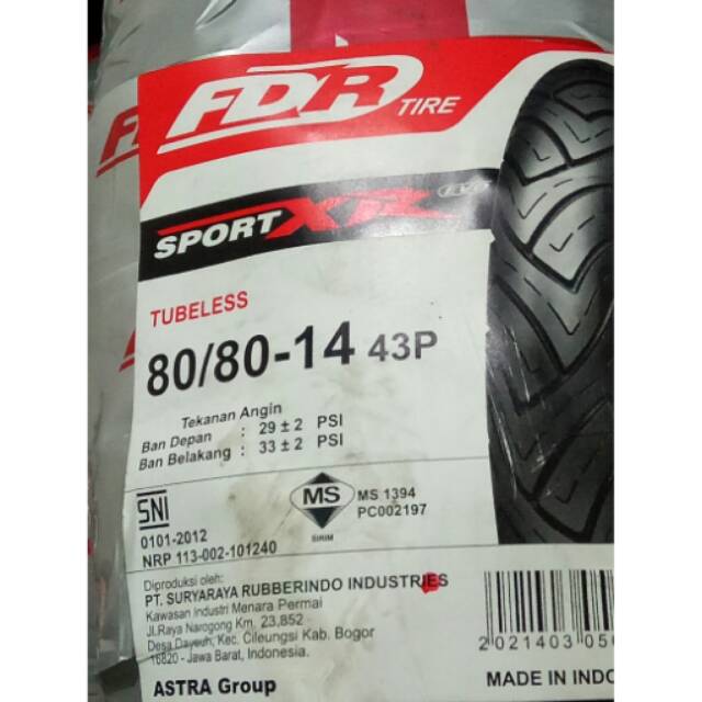 FDR 80/80-14 SportXR Evo Tubeless Tire | Shopee Philippines