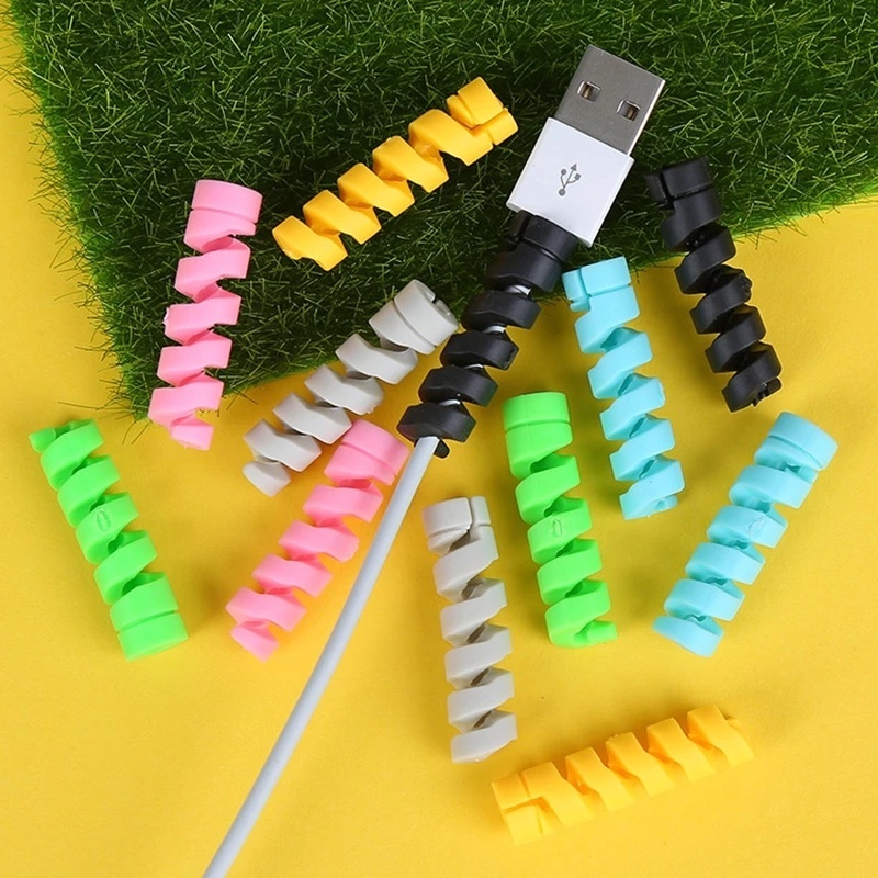 Spiral Cable Protector Data Line Silicone Bobbin Winder Protective Tube ...