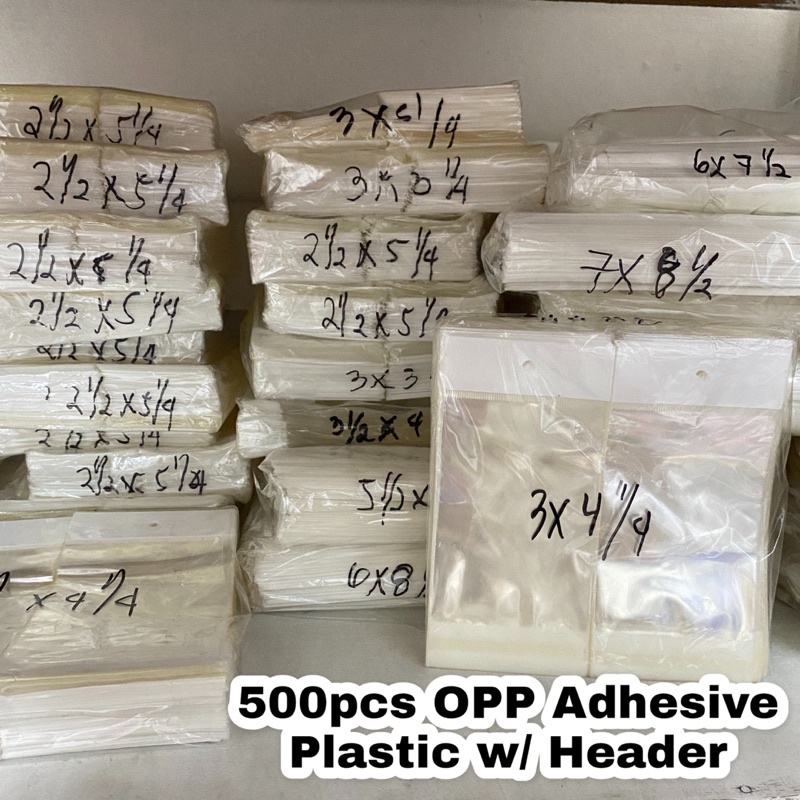 500pcs OPP Plastic With Adhesive, with Header, Plastic Packaging for ...
