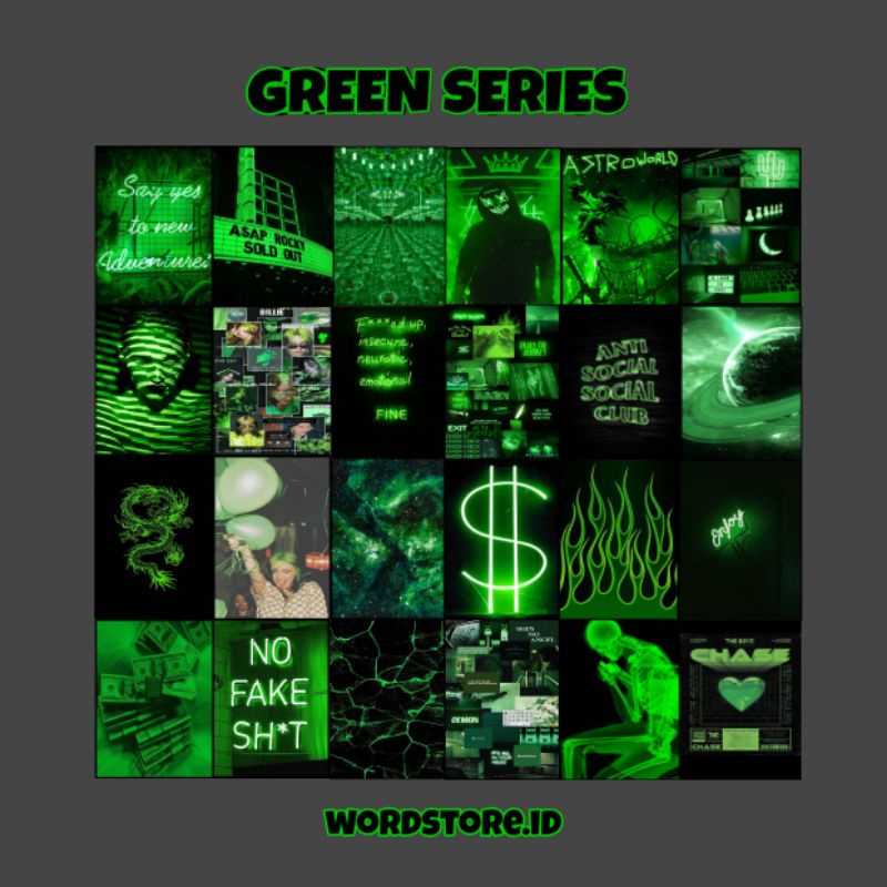 HIJAU (16PCS) Green Poster Green Poster Neon Green Light Green Poster ...