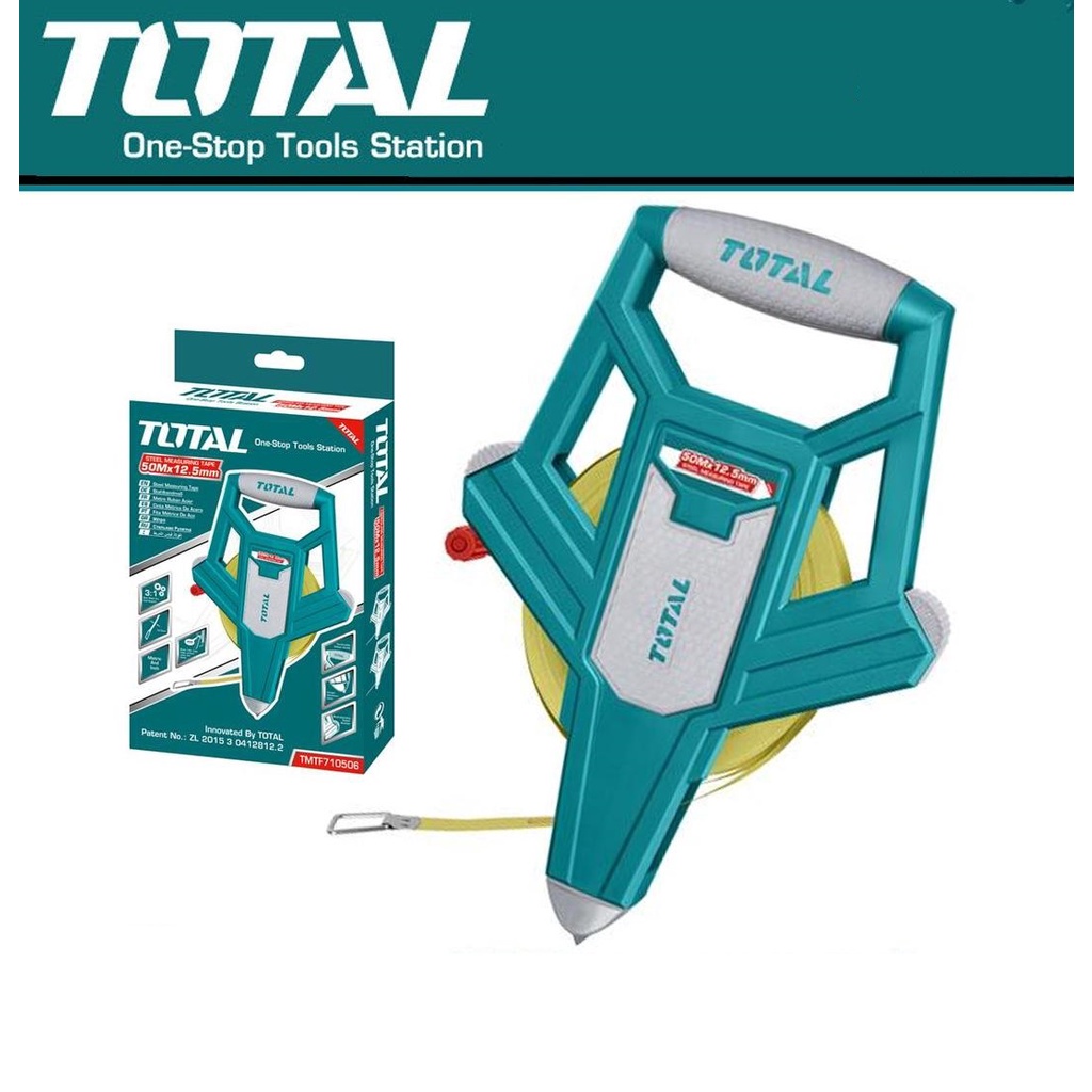 TOTAL Premium Industrial Steel measuring tape 50m (STEEL) Construction ...