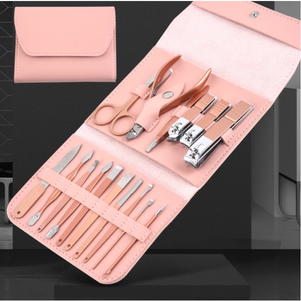 16-piece Rose Gold Manicure Tool Set, Stainless Steel Nail Clipper ...