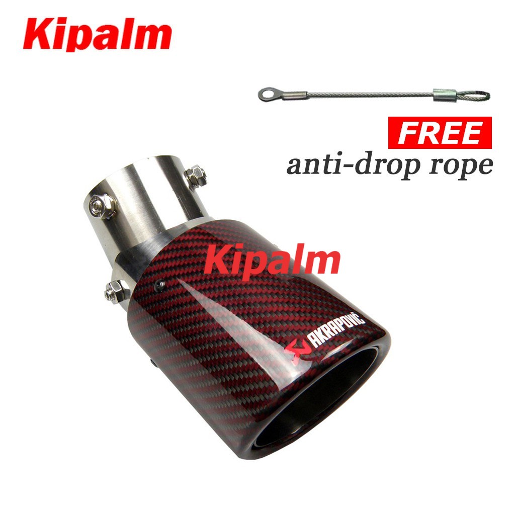 Red Angle Adjustable Tips Carbon Fibre Car Exhaust Pipe Curly Edge ...