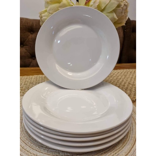 4pcs (set) 8 inches meat plate Ceramic plain Super white | Shopee ...