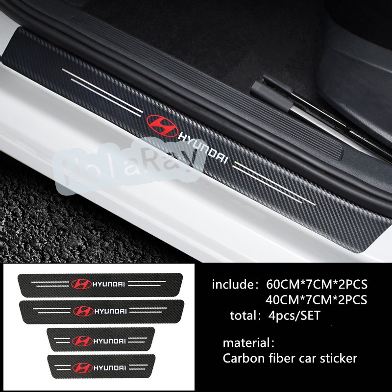 4pcs Side Step Car Door Threshold Sticker Carbon Fiber Universal ...