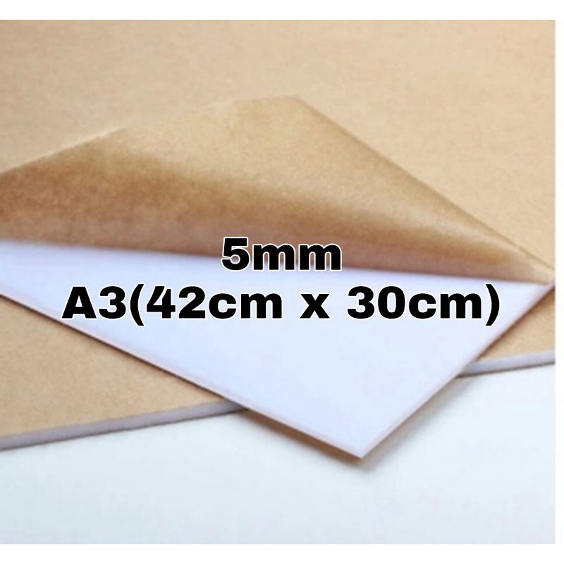 PUTIH Milk Acrylic Sheet / White Acrylic Sheet 5mm thick, A3 size 42cm ...